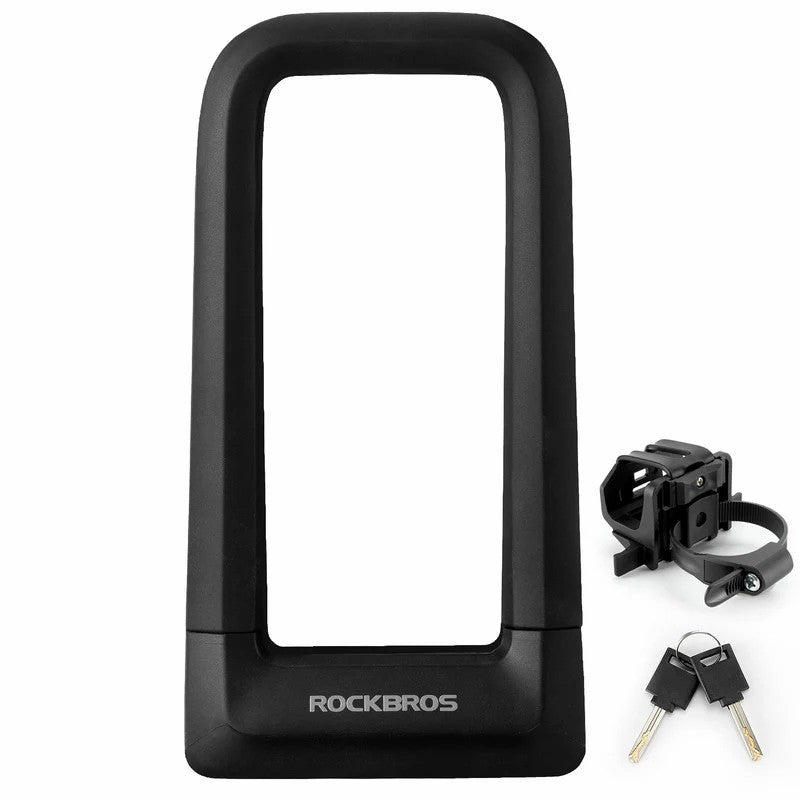 ROCKBROS Heavy-Duty Anti-Cut Bike U-Lock with Cable | High-Security Lock