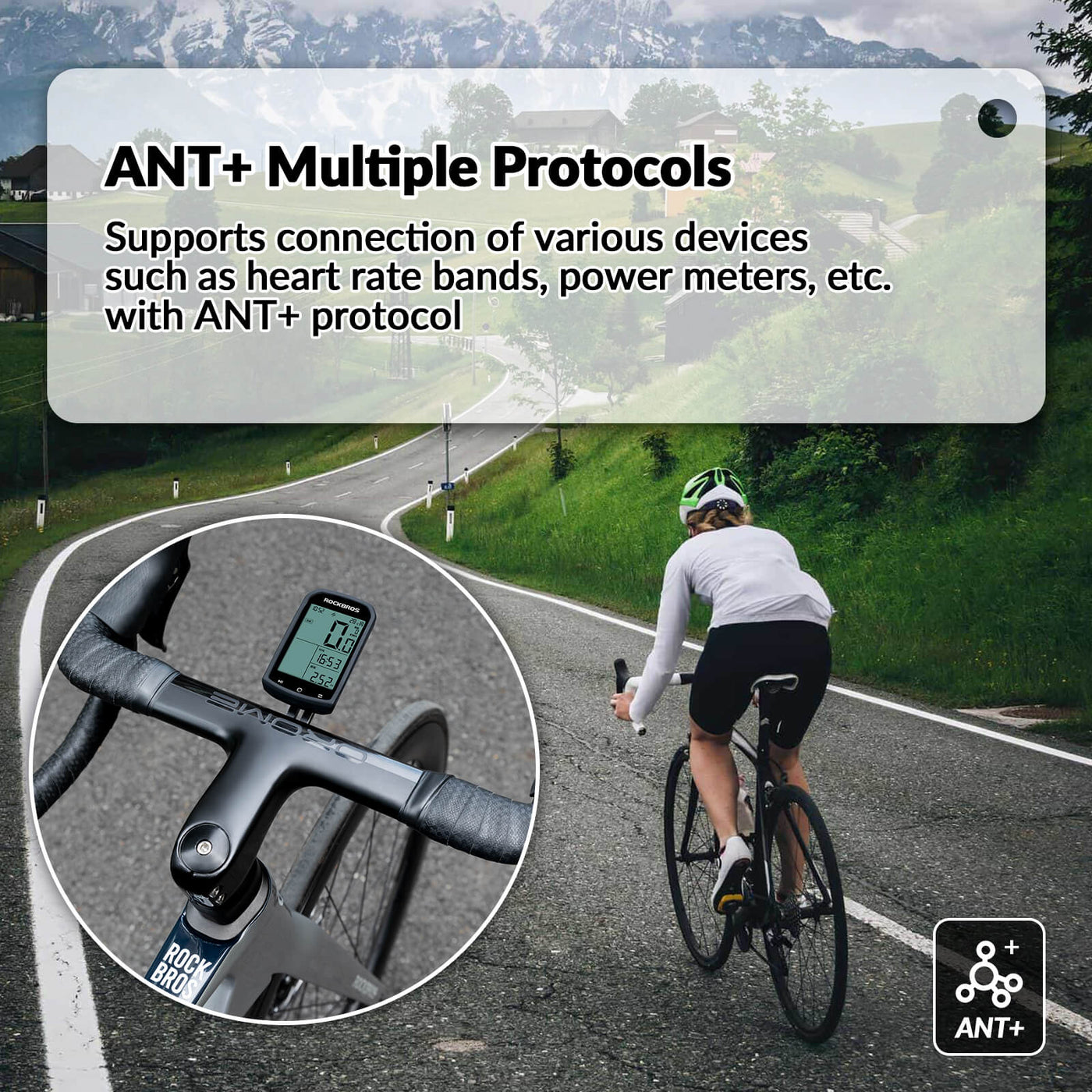 ROCKBROS M1 Smart Bike GPS Computer with ANT+ & Long Battery Life