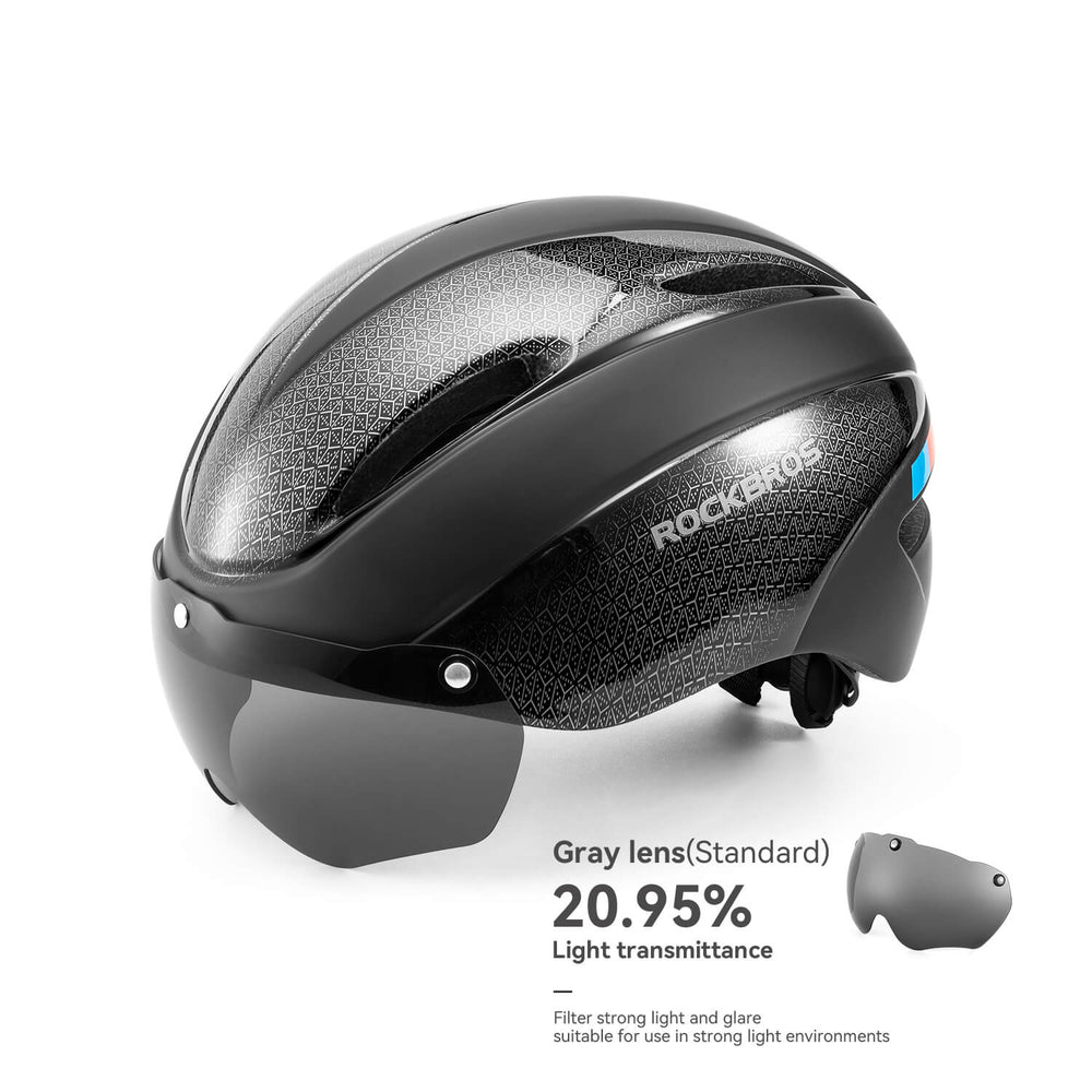ROCKBROS Magnetic Goggles Bike Helmet – EPS Foam Helmet with Rear Light ...