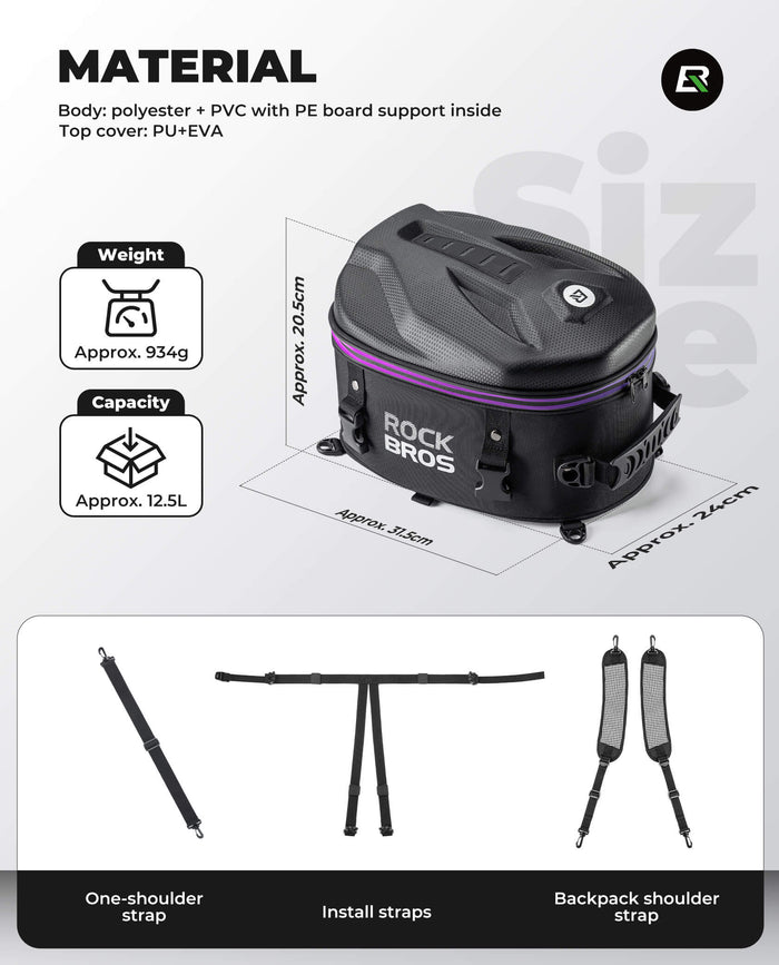 ROCKBROS Hard Shell Motorcycle Tail Bag – Waterproof Rear Seat Storage
